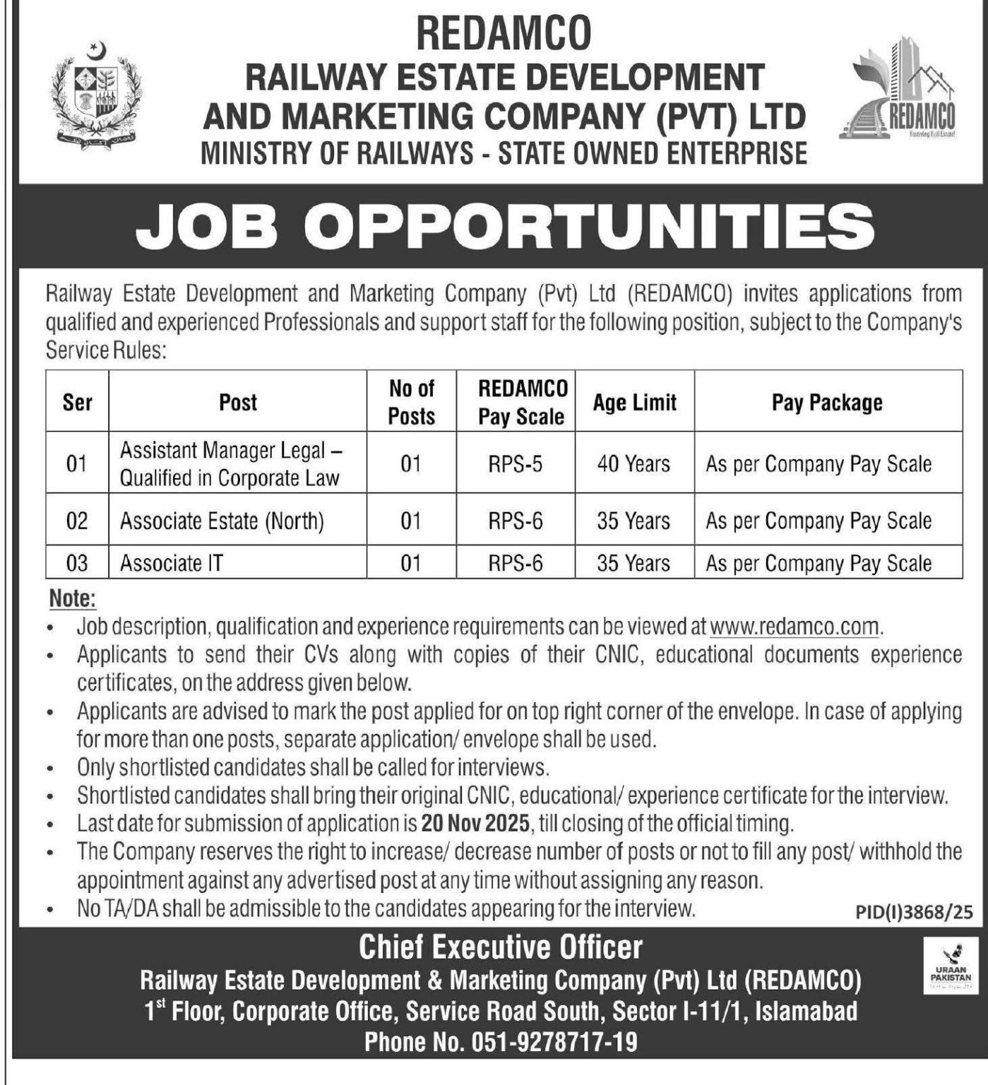 REDAMCO Jobs Islamabad 2025 Apply for Legal Manager & IT Associate ...