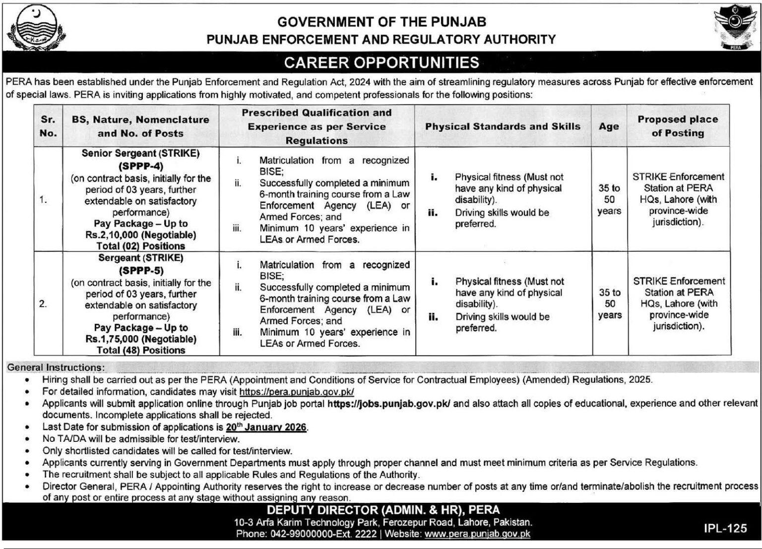 Apply Now for Senior Sergeant & Sergeant Positions at Punjab ...
