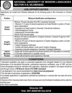 Latest National University of Modern Languages NUML Islamabad Faculty ...